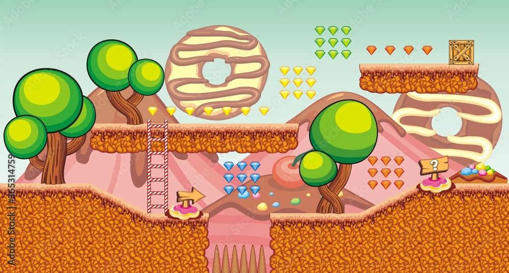 Tile set platform for game, A set of layered vector game asset ...