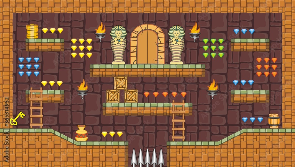 Tile set platform for game, A set of layered vector game asset ...