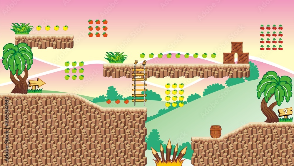 Tile set platform for game, A set of layered vector game asset ...