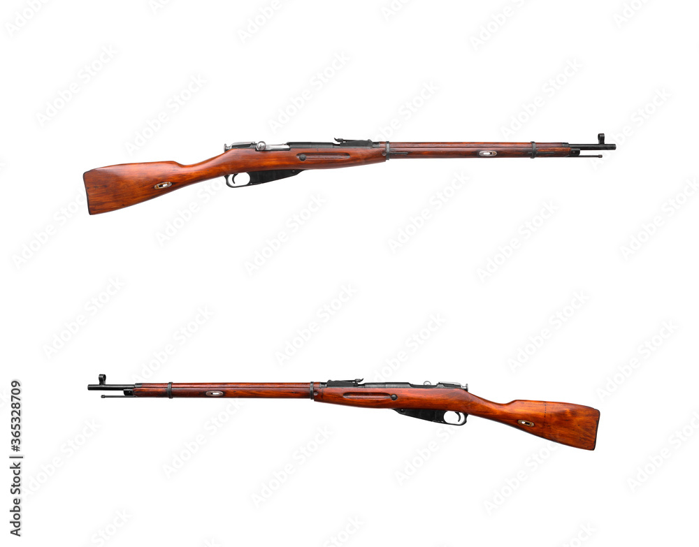 Soviet Mosin rifle isolate on a white back The weapon of the red army ...