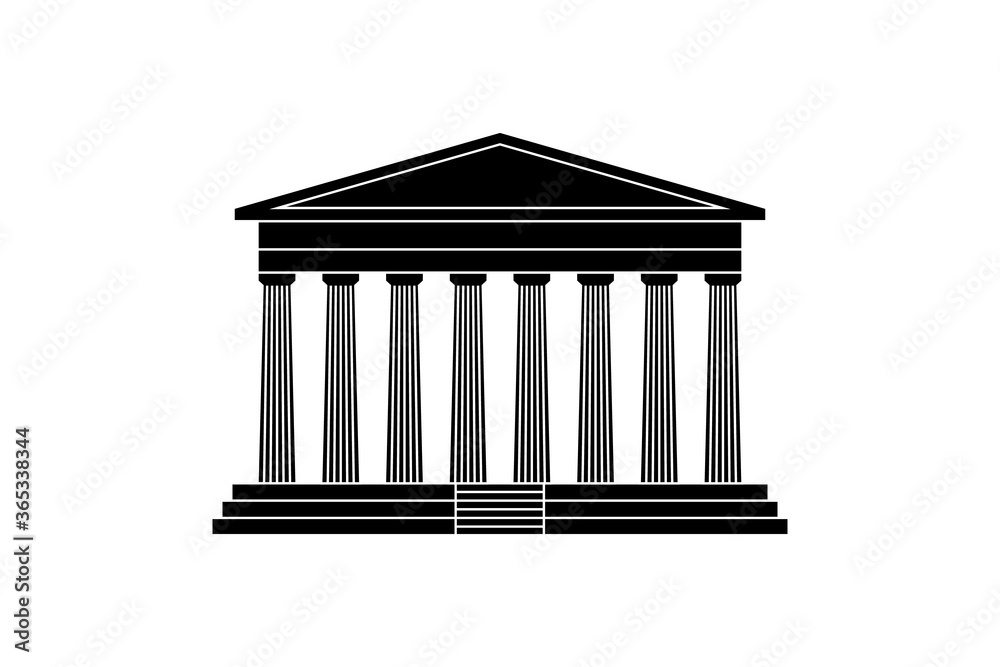 Vecteur Stock Silhouette of the Parthenon temple on the Acropolis in Athens. Classical Greek ...