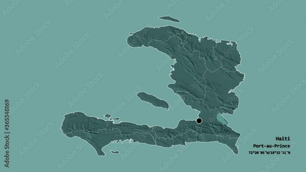 Ouest, department of Haiti, with its capital, localized, outlined and ...