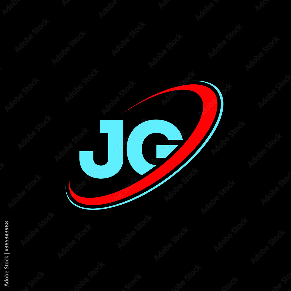 JG J G letter logo design. Initial letter JG linked circle uppercase ...