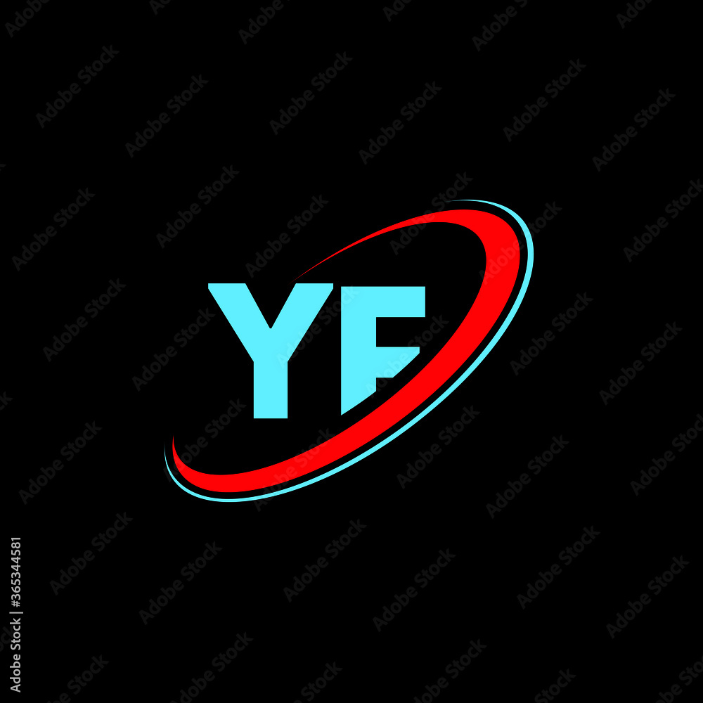 YF Y F letter logo design. Initial letter YF linked circle uppercase ...