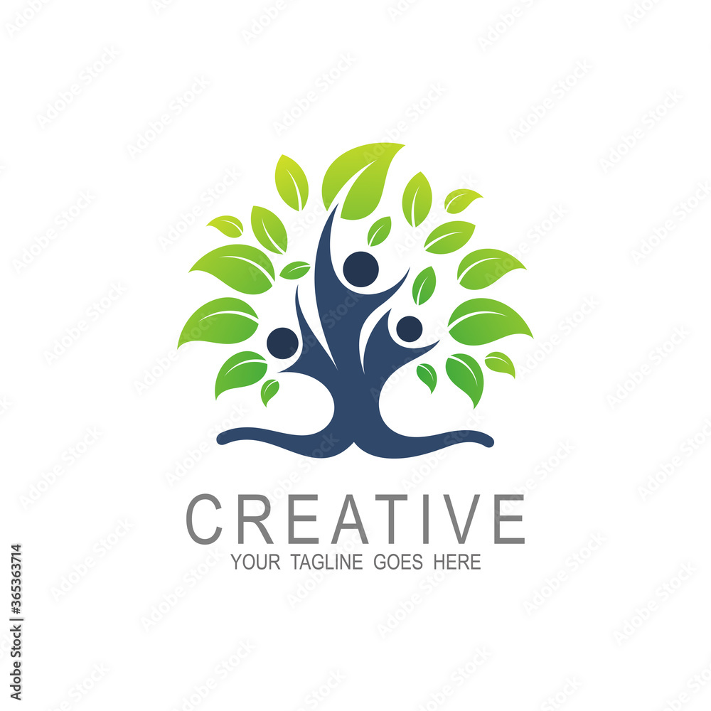 Tree logo and social design template ,charity logo , leaf and human ...