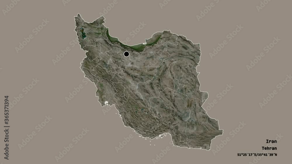 Lorestan, province of Iran, with its capital, localized, outlined and ...