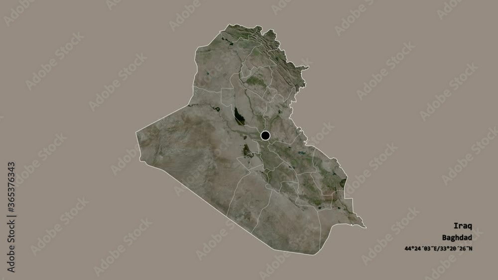 An-Najaf, province of Iraq, with its capital, localized, outlined and ...