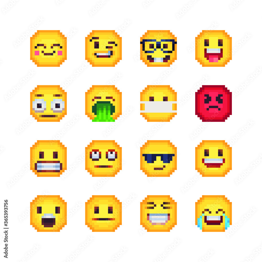 Characters emoji, smiley face, emoticon with various emotions cute ...