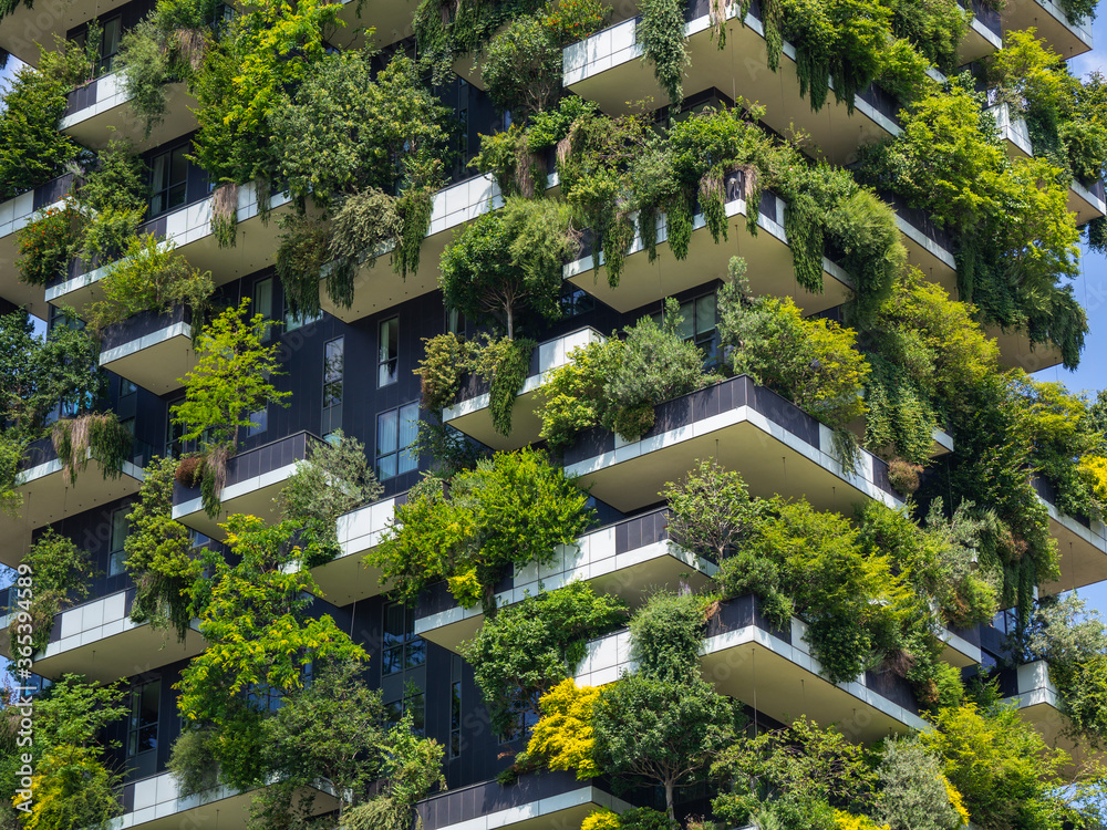 Milano, Italy. Bosco Verticale, a close up view at the modern and ...