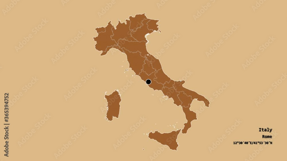 Valle d'Aosta, autonomous region of Italy, with its capital, localized ...
