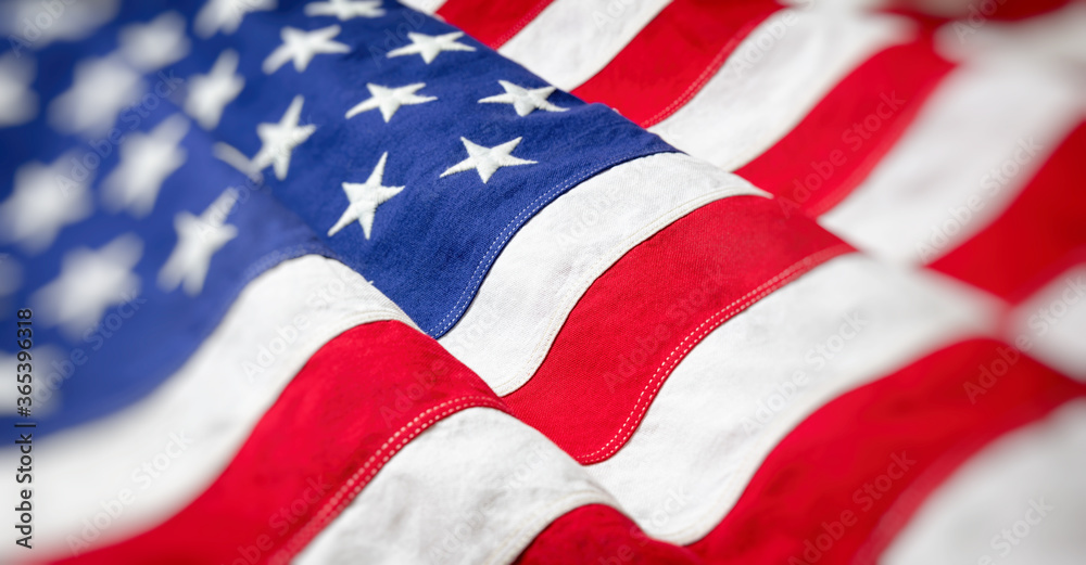 USA flag, US of America sign symbol background, closeup view Stock ...