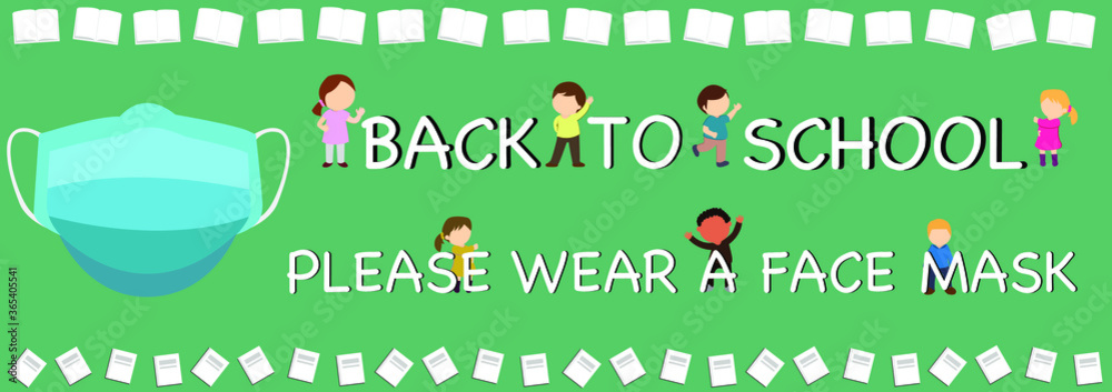 Welcome now school open keep social distance and use face mask. Vector ...