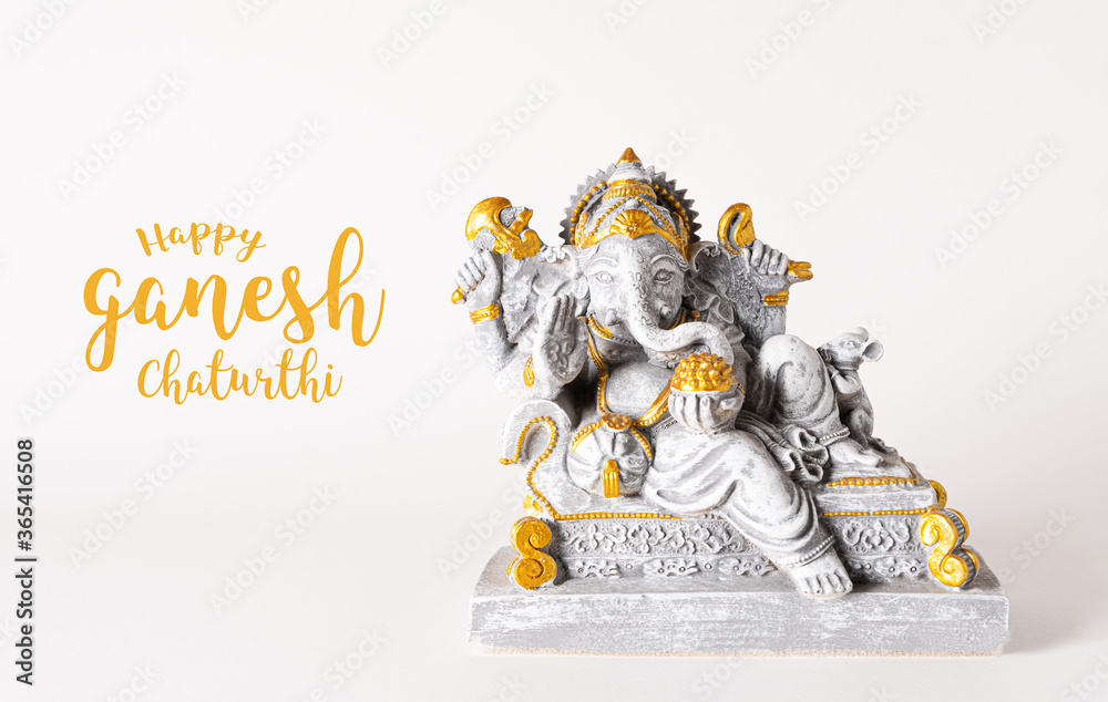 Happy Ganesh Chaturthi festival, Lord Ganesha statue with beautiful ...