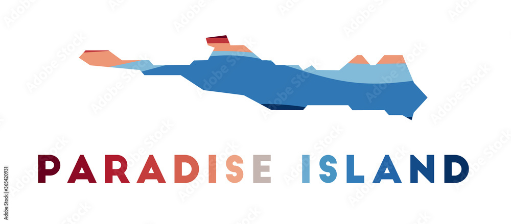 Paradise Island map. Map of the island with beautiful geometric waves ...