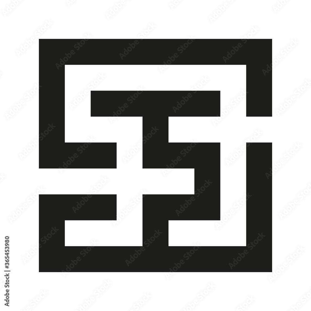 Black square vector maze icon isolated on white background. Easy ... Black square vector maze icon isolated on white background. Easy ...