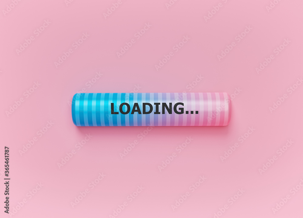simple progress loading bar in pastel pink background. 3d rendering ...