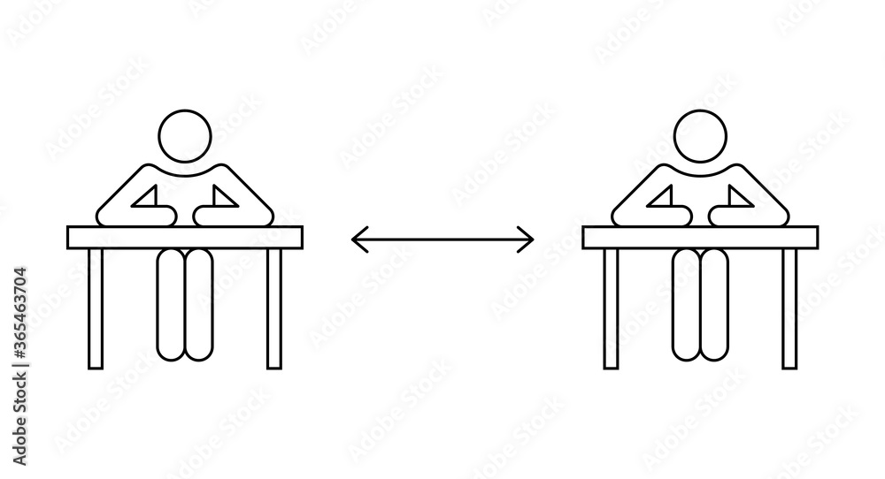 Two students studying in public library keeping social distance. Reopen ...