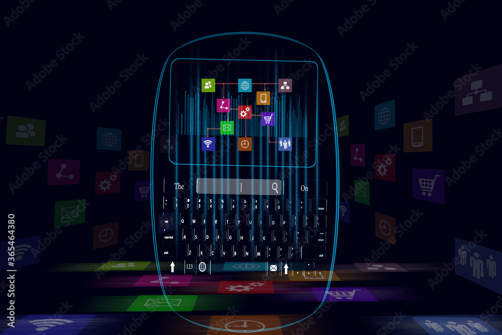 Social networking scheme. Infographic template with hud. Digital radar ...