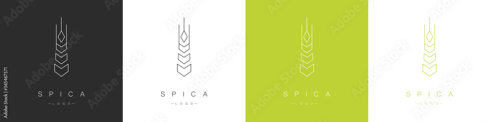 Spica logo. Set. Wheat. Agriculture and Harvest Concept. Vector ...