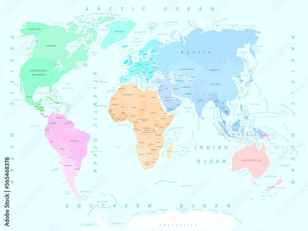 World map, continents vector illustration Stock Vector | Adobe Stock