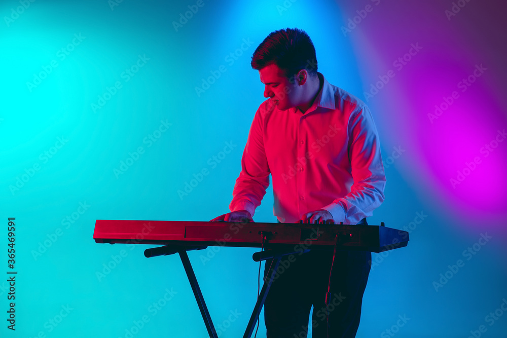 Rhytm accent. Young caucasian inspired and expressive musician ...