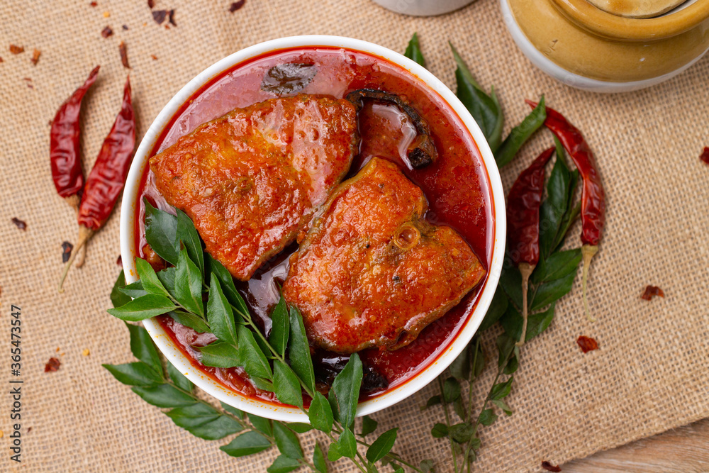 Kerala fish curry Alappuzha, India, Hot and spicy homemade red fish ...