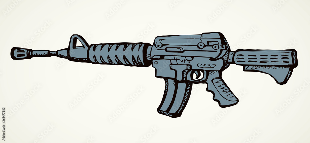 Submachine gun. Vector drawing object Stock Vector | Adobe Stock