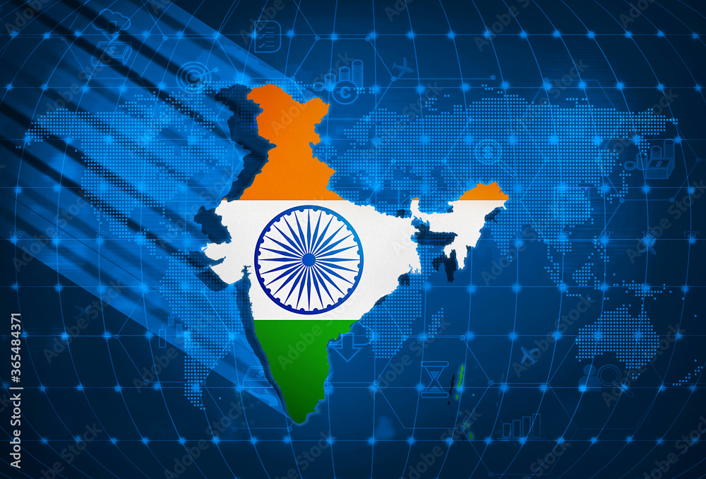 Digital india, digital india map with india flag, growing india, global ...