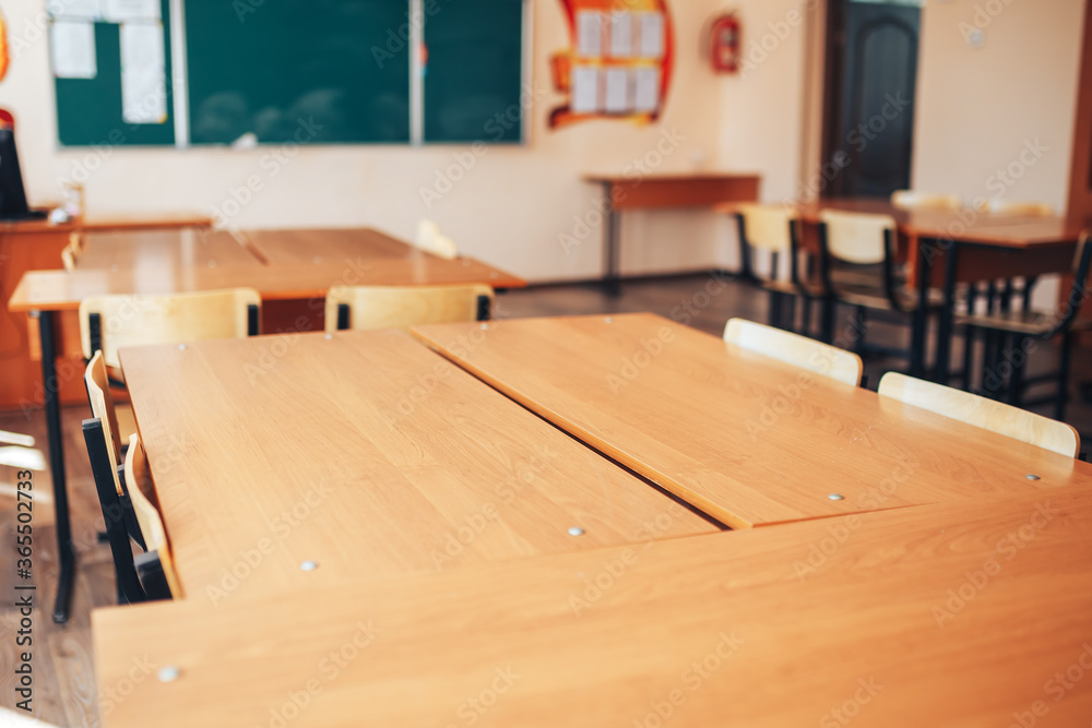 Empty school class during school holidays, back to school, children ...