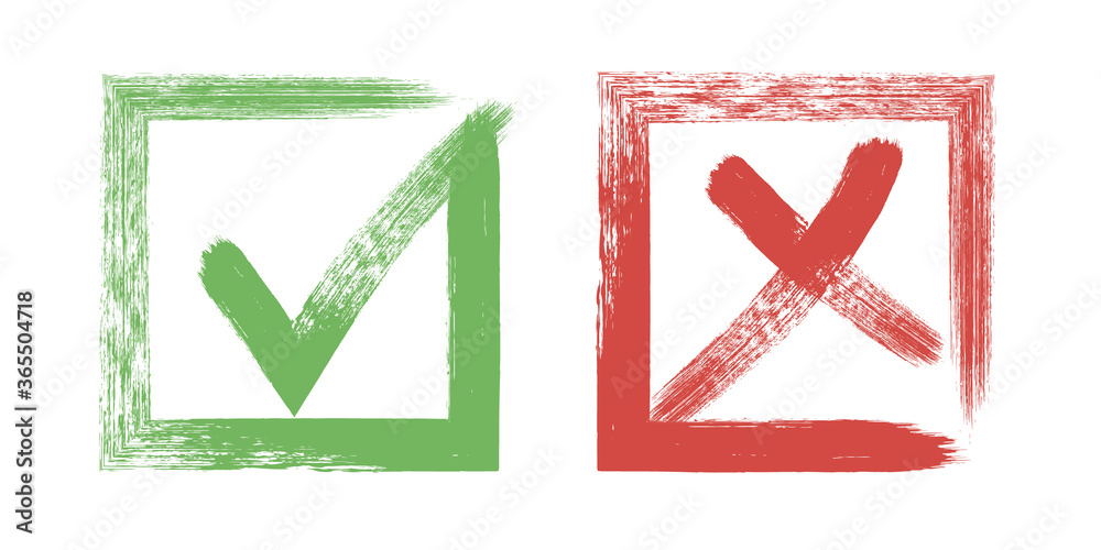 Tick and Cross sign elements. vector buttons for vote, election choice ...