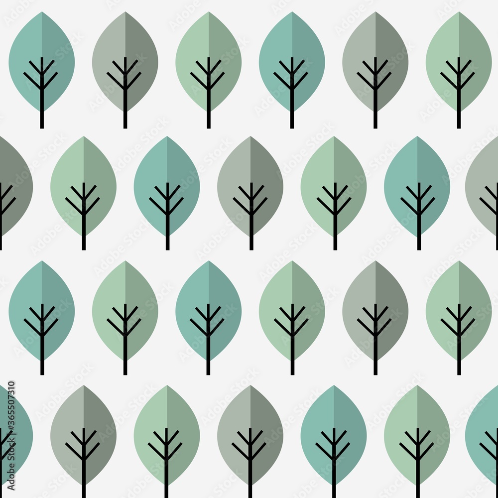 cute green tone tree seamless pattern for background, texture ...