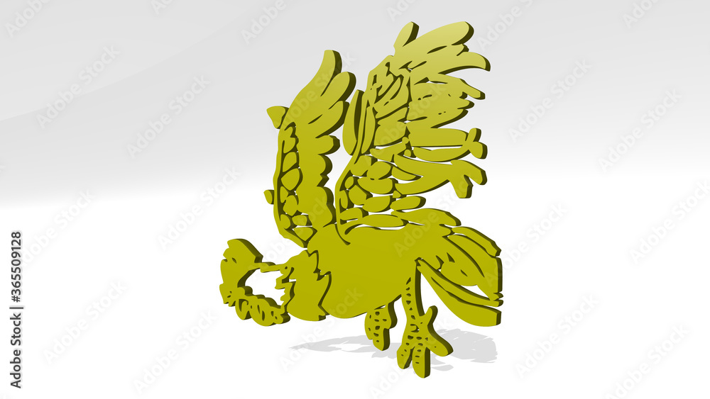roster stand with shadow. 3D illustration of metallic sculpture over a ...