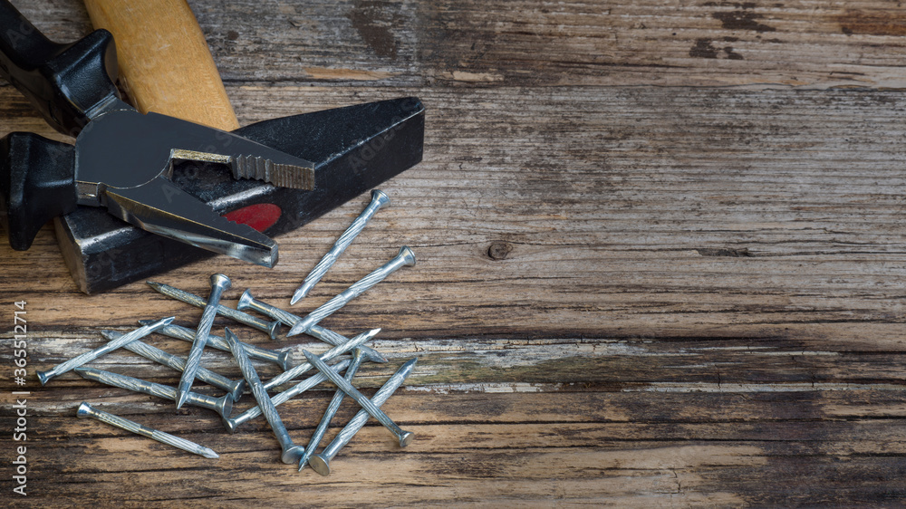 Close-up photo of some handicraft tools and do-it-yourself equipment on ...