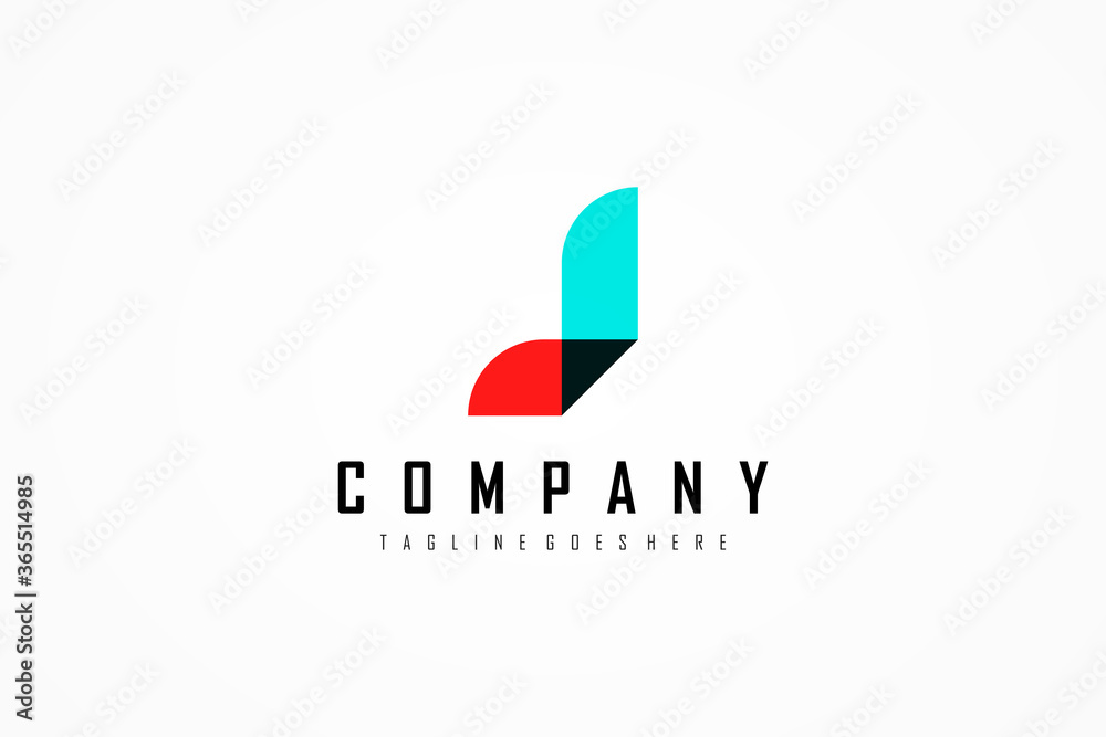 Simple Initial Letter J Logo. Blue and Red Geometric Origami Style ...