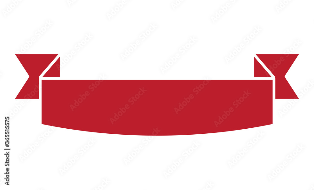 Red ribbon banner isolated on white background. Trendy red ribbon ...