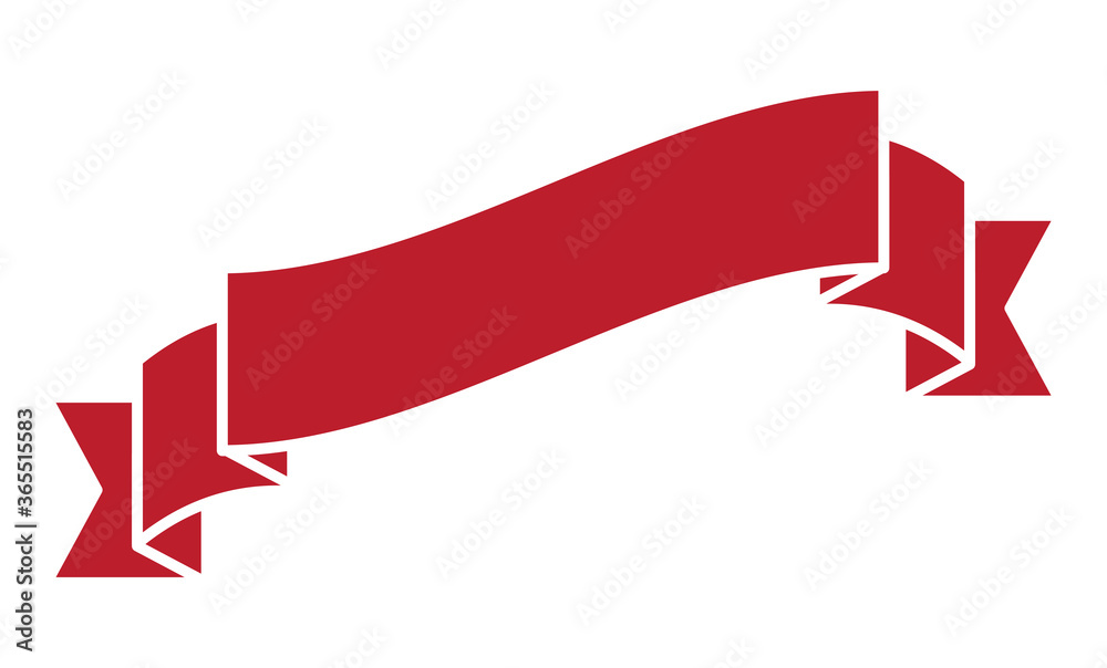 Red ribbon banner isolated on white background. Trendy red ribbon ...