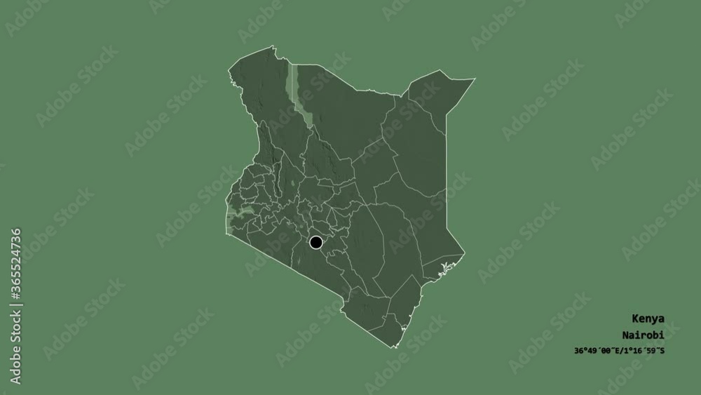 Samburu, county of Kenya, with its capital, localized, outlined and ...