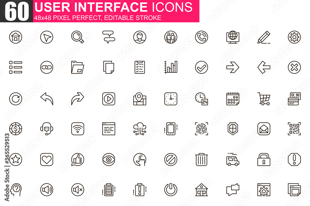 User interface thin line icon set. Organization and management outline ...