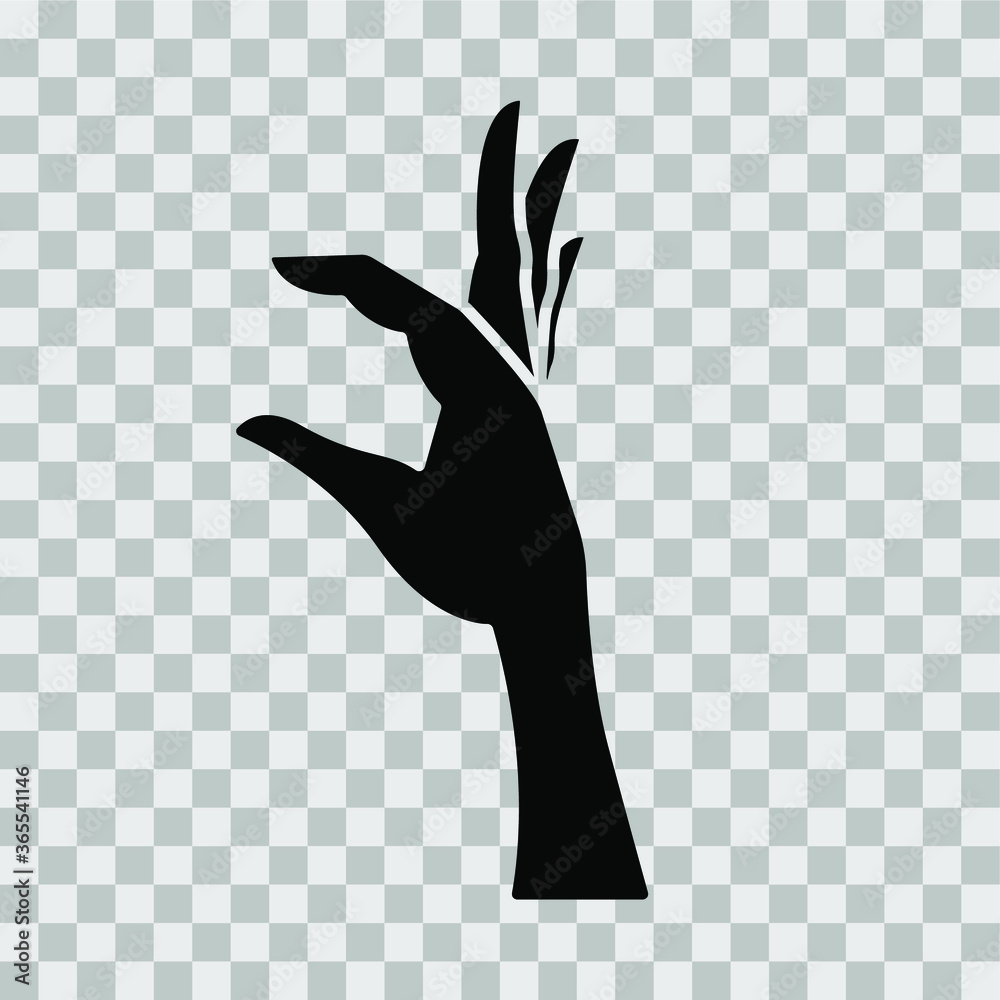 Hand gesture, hold with two fingers. Vector icon, flat minimal design ...