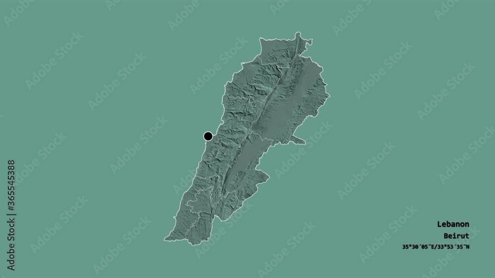 North, governorate of Lebanon, with its capital, localized, outlined ...