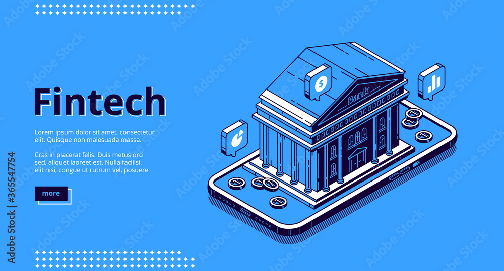 Fintech banner. Financial technologies, digital solutions for banking ...