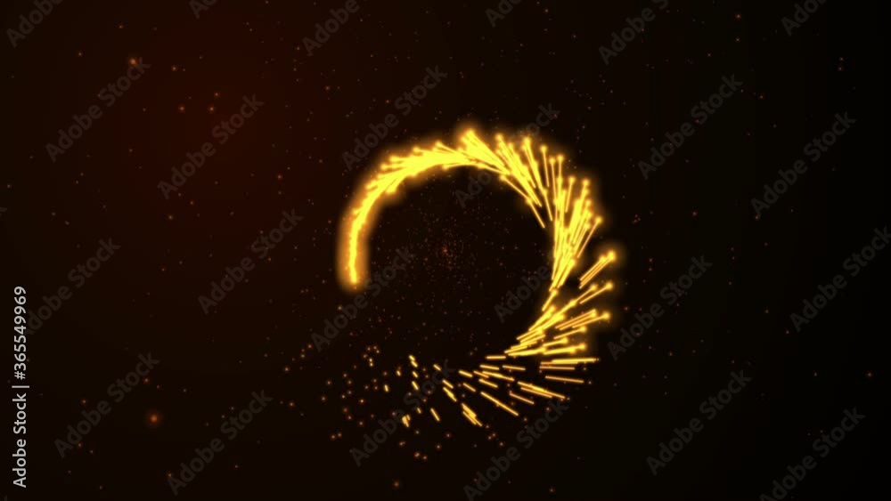 Vidéo Stock A yellow glowing ring of sparks flies counter clockwise in ...
