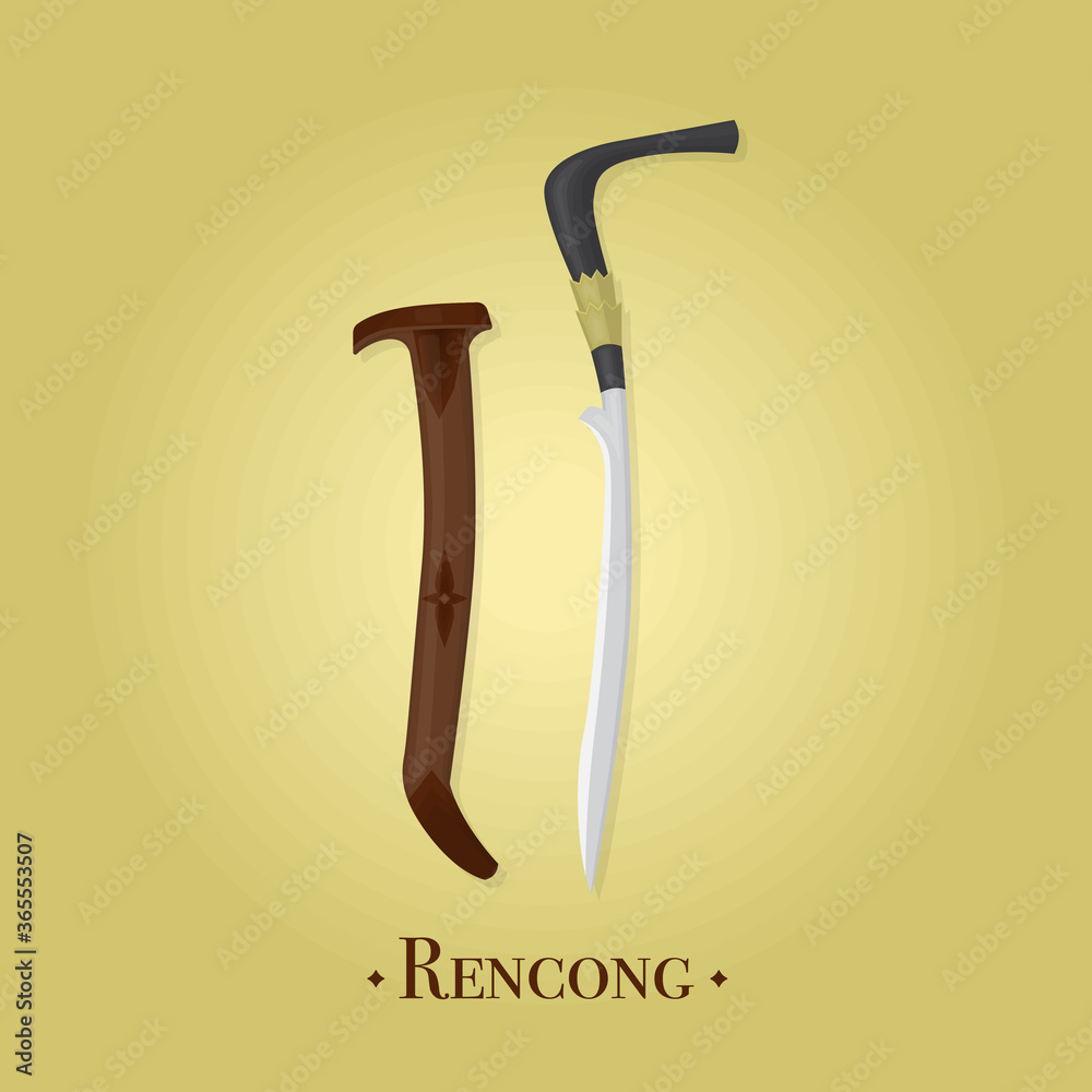 Vector illustration of Rencong, traditional weapon from Aceh, Sumatera ...
