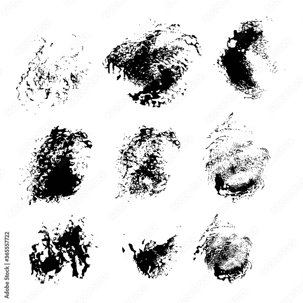 Abstract texture smears of black paint spots on white paper Stock ...