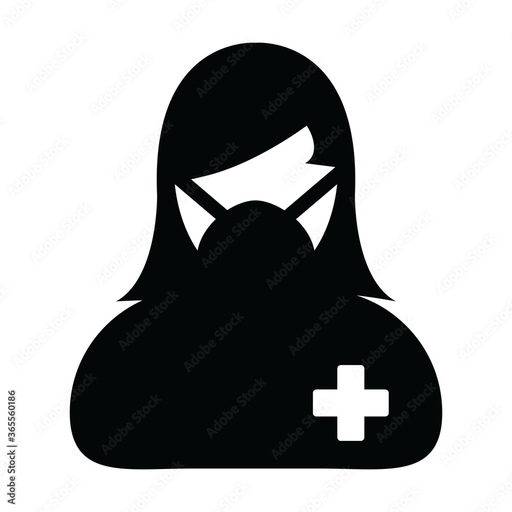 Facial mask icon vector with patient person profile female user avatar ...
