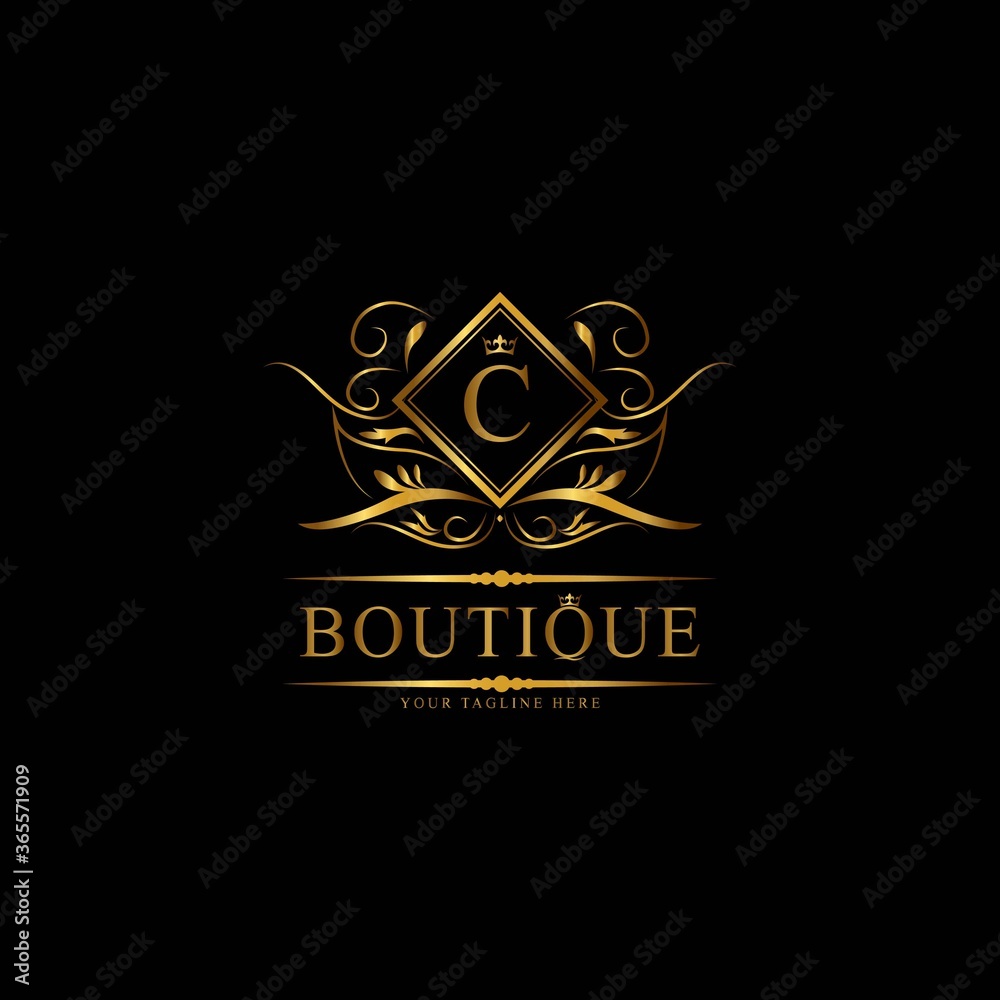 Vintage monograms C letter. Golden heraldic letter logos Stock Vector ...