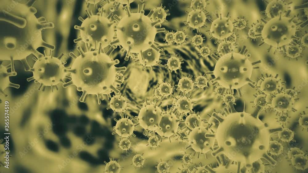 Electron microscope magnification of coronavirus covid19 cells. Dark ...