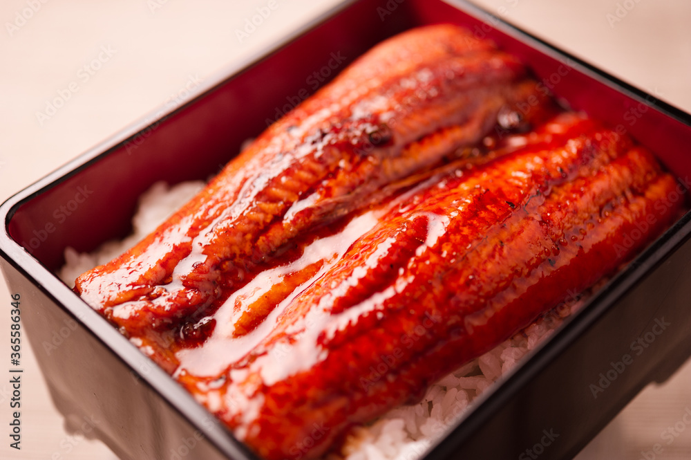 grilled fluffy shinny sweet japanese unagi eel fish kabayaki over ...