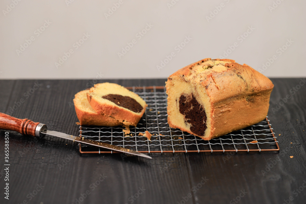 Fresh Marmer Cake, Homemade Loaf Sliced Marble Cake Made from Two ...