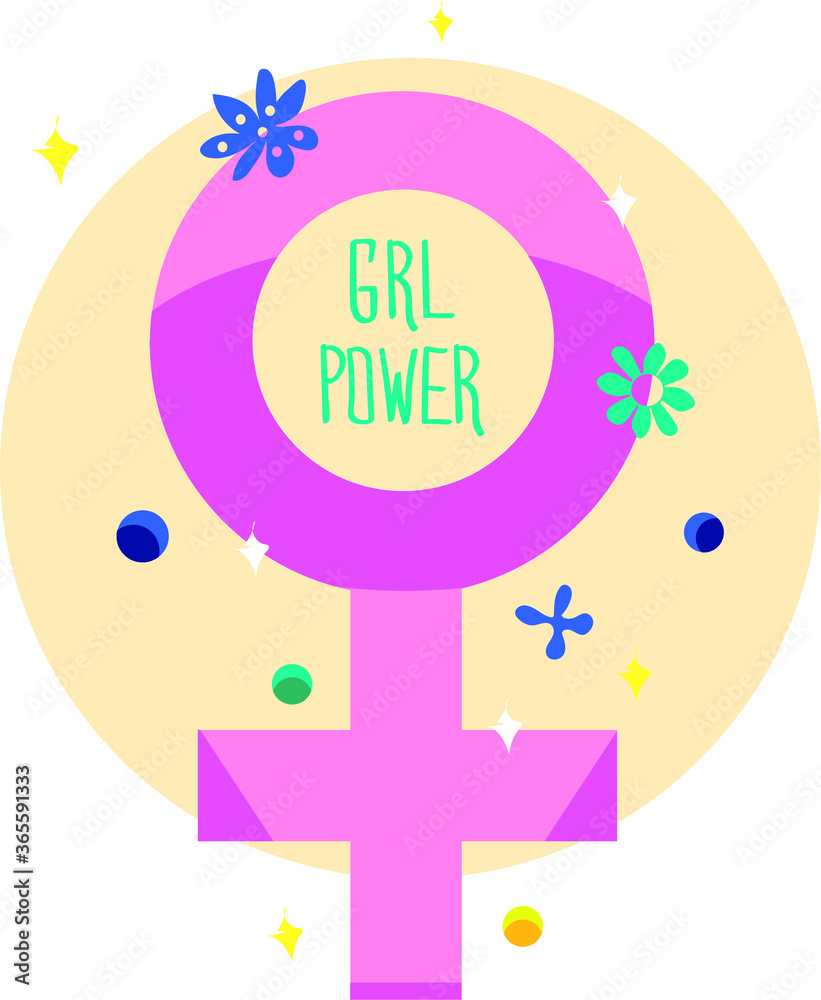 Girl power feminism slogan. Pink symbol of female fight for equal ...